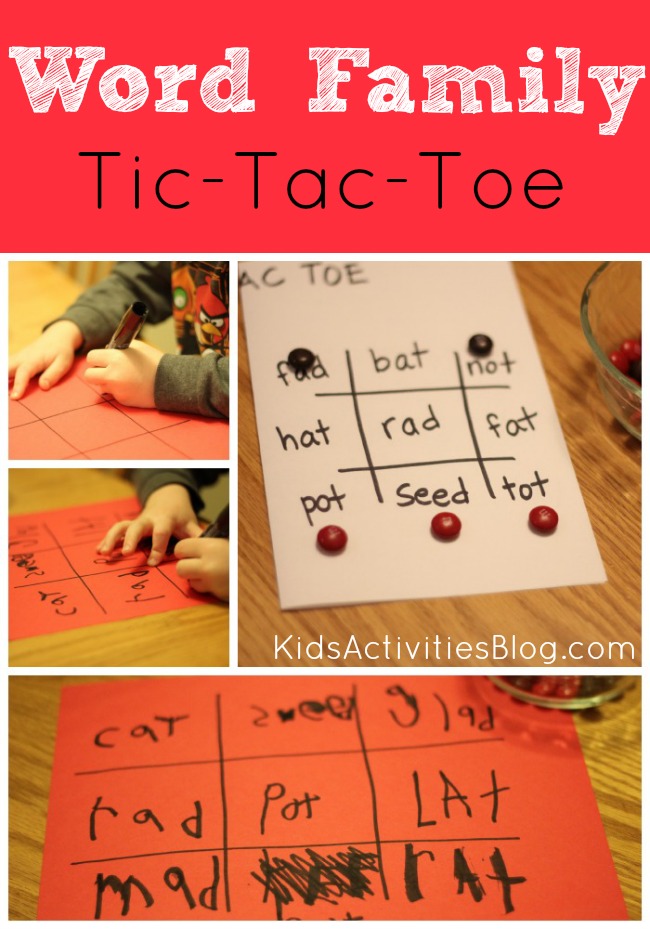 Awesome Tic Tac Toe Game With Word Family Fields That Has Preschoolers 