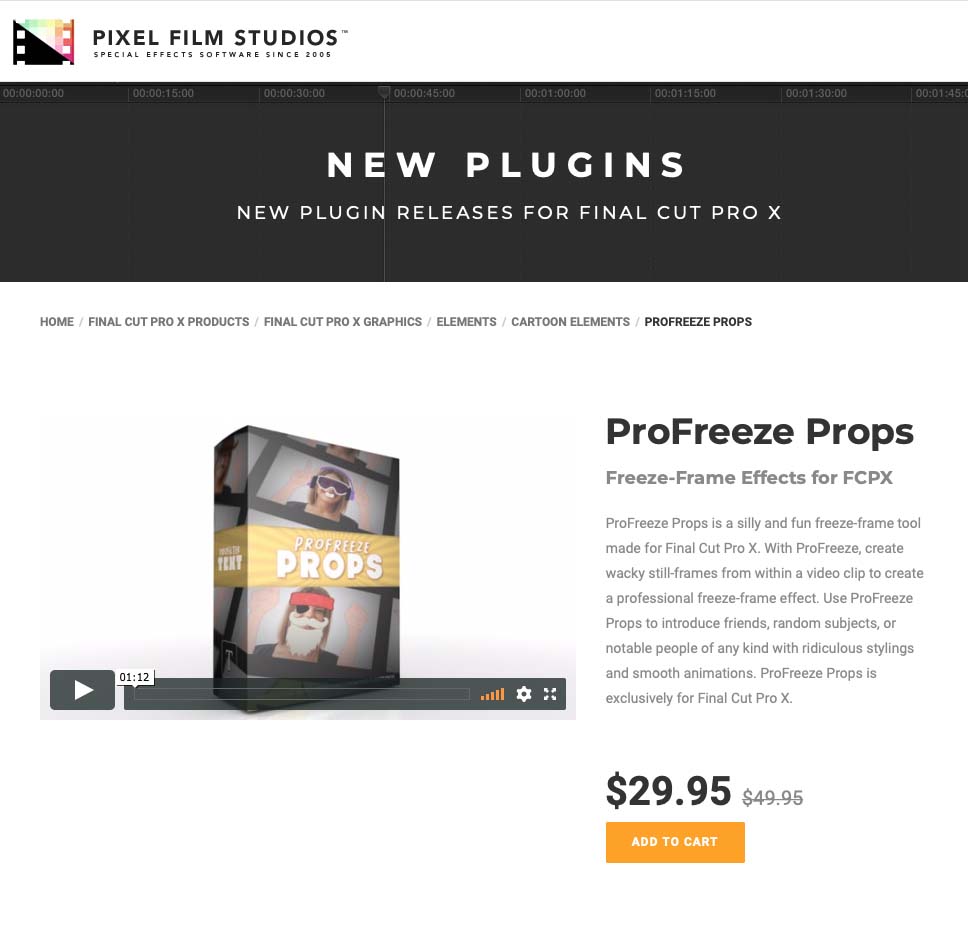 Pixel Film Studios Releases ProFreeze Props for Final Cut Pro X